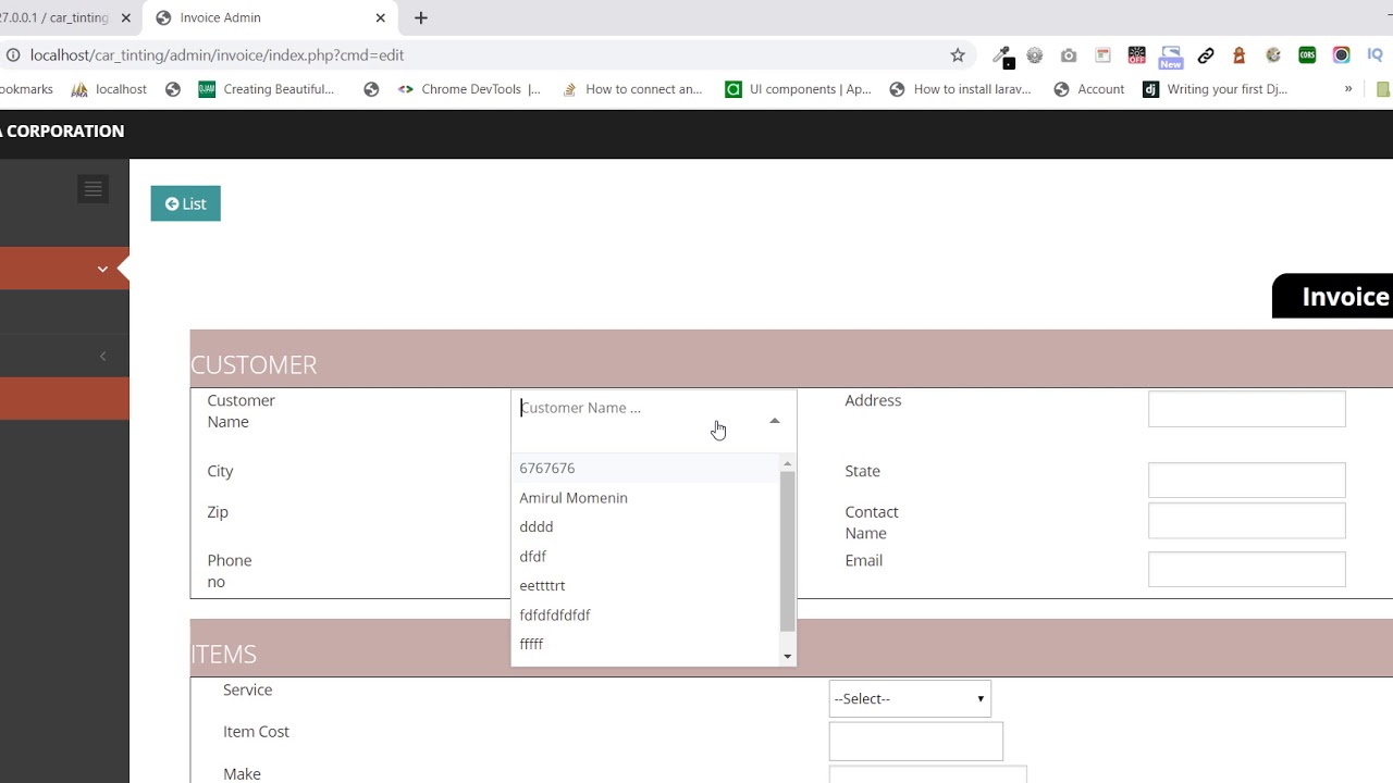 Invoice & Inventory management System for Car Tinting Company|Invoice ...