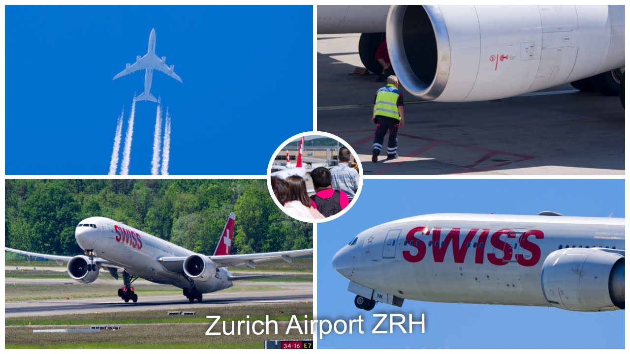 Zurich Airport observation deck slow motion video collection. - YouTube