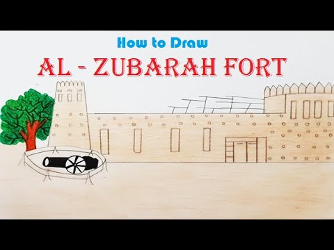How to Draw Al - Zubarah Fort||Zubarah Fort Qatar drawing||A UNESCO ...