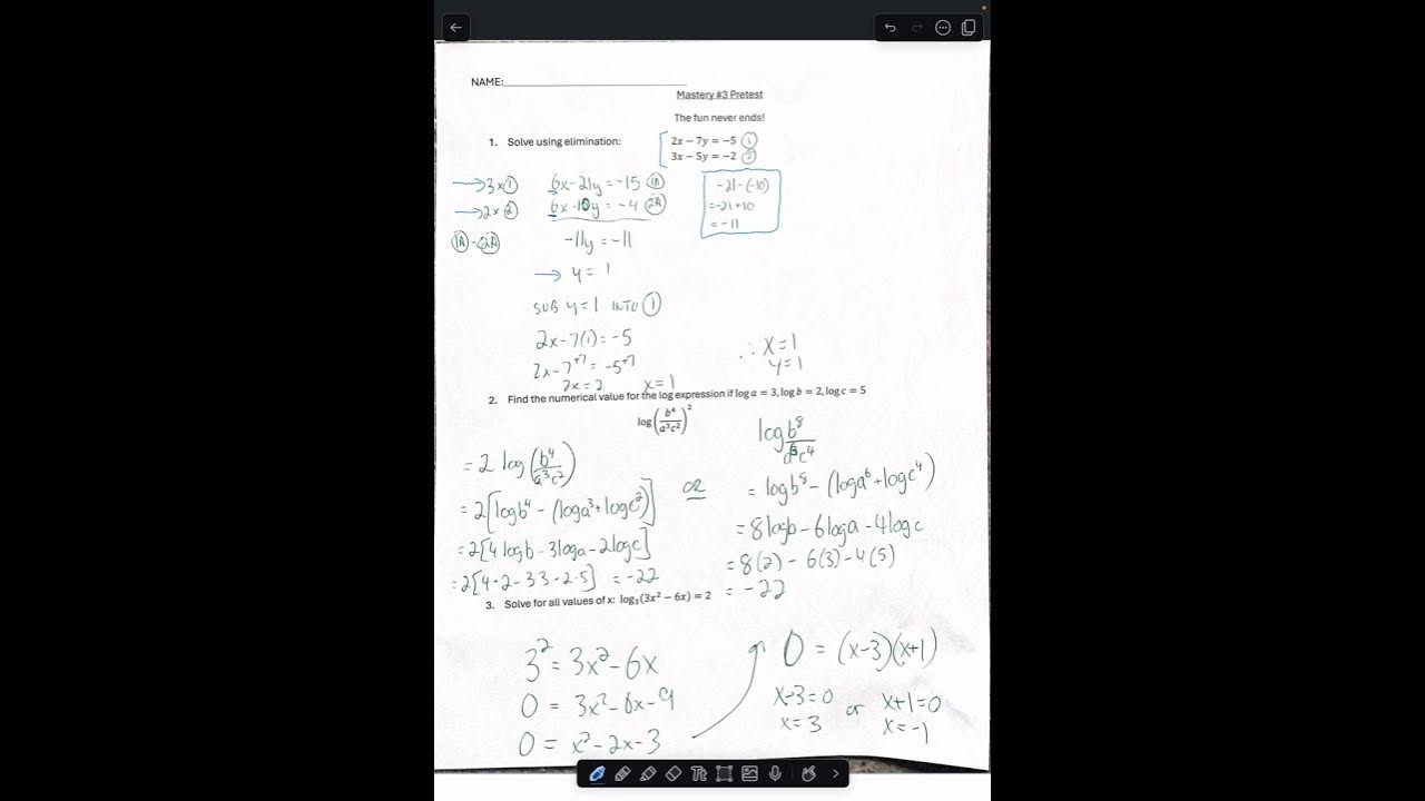 Mastery 3 pretest solutions - YouTube