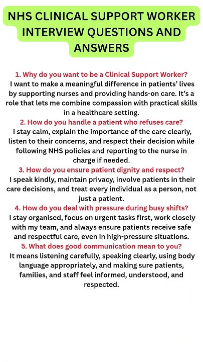 NHS Clinical support worker interview questions and answers # ...