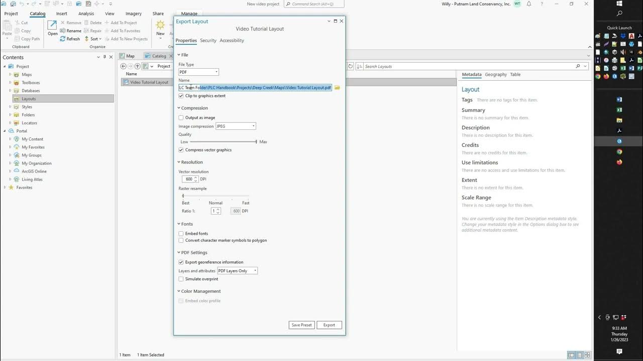 ArcGIS Pro - Exporting Layout to PDF - YouTube