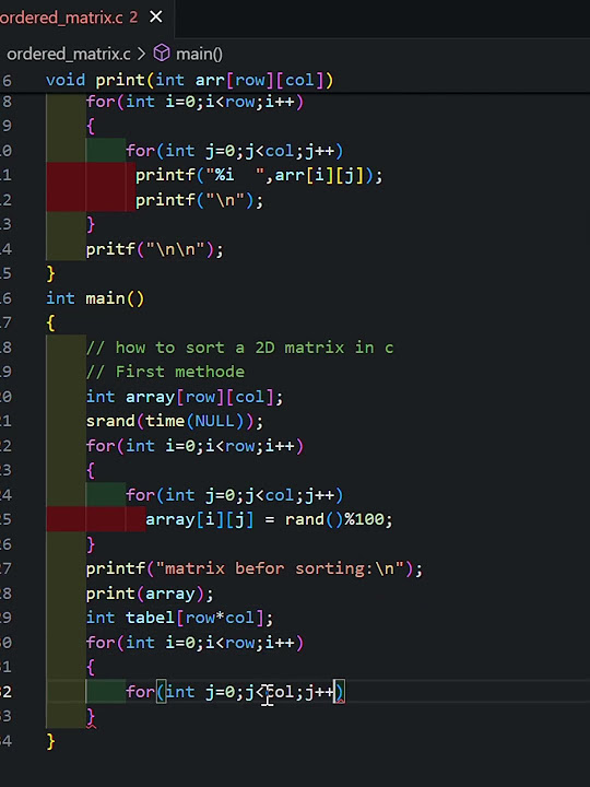 How To Ordered A 2d Array In C Coding Programming Clanguage Code Vscode Arduino Unity