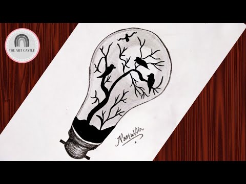Creative light bulb drawing _ Bird's are flying in the bulb _ Easy ...