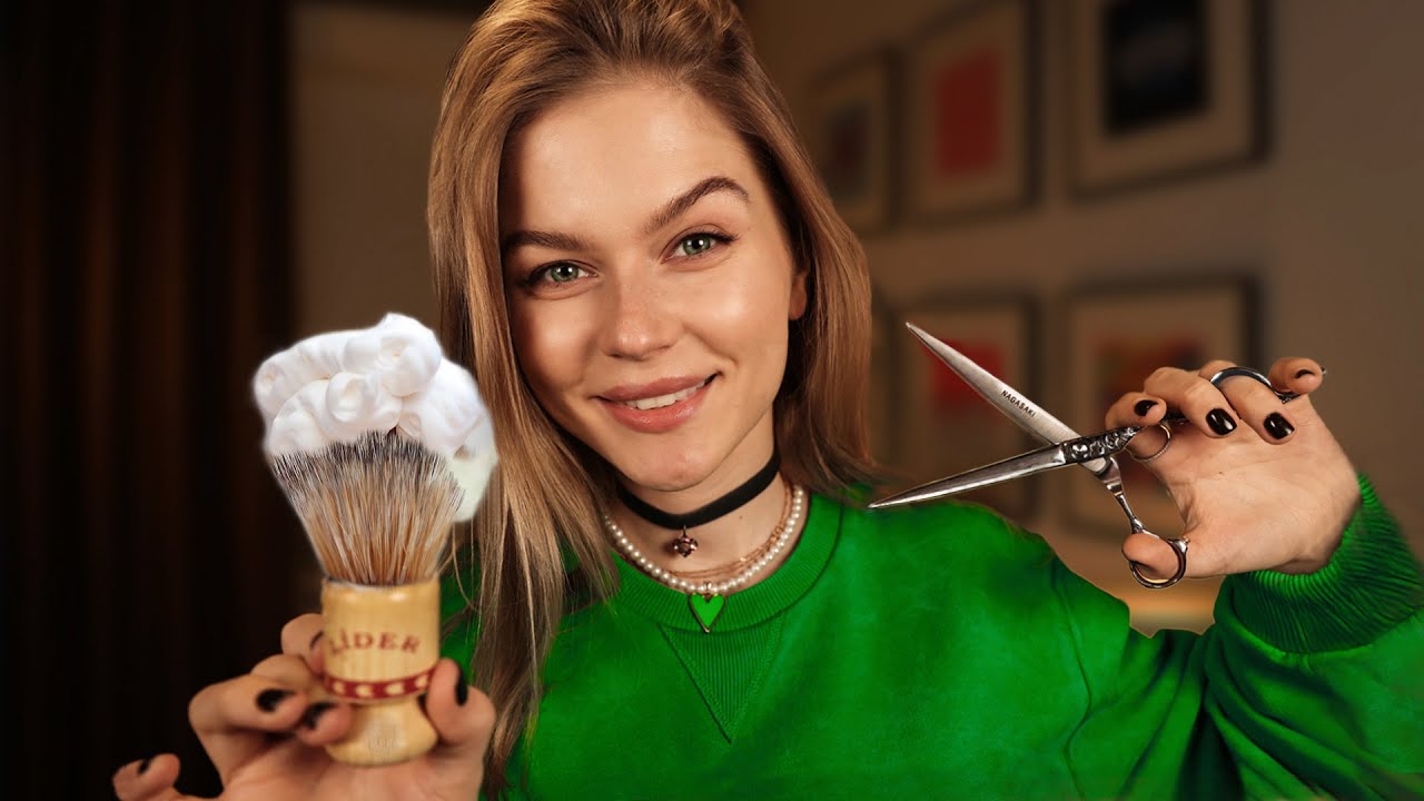 ASMR Most Relaxing Shaving & Haircut (Short Hair) Personal Attention ...