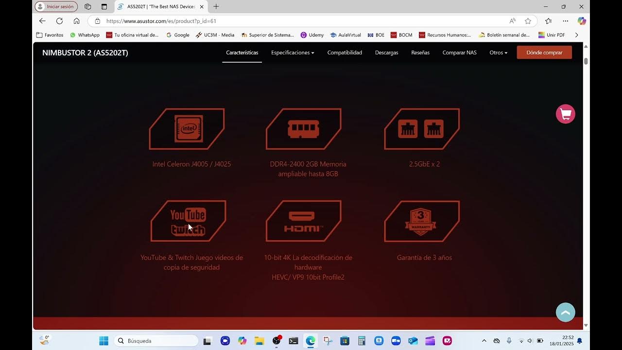 NAS. NIMBUSTOR 2 (AS5202T). Prof. Ingeniero Informático Eduardo Rojo Sánchez - YouTube