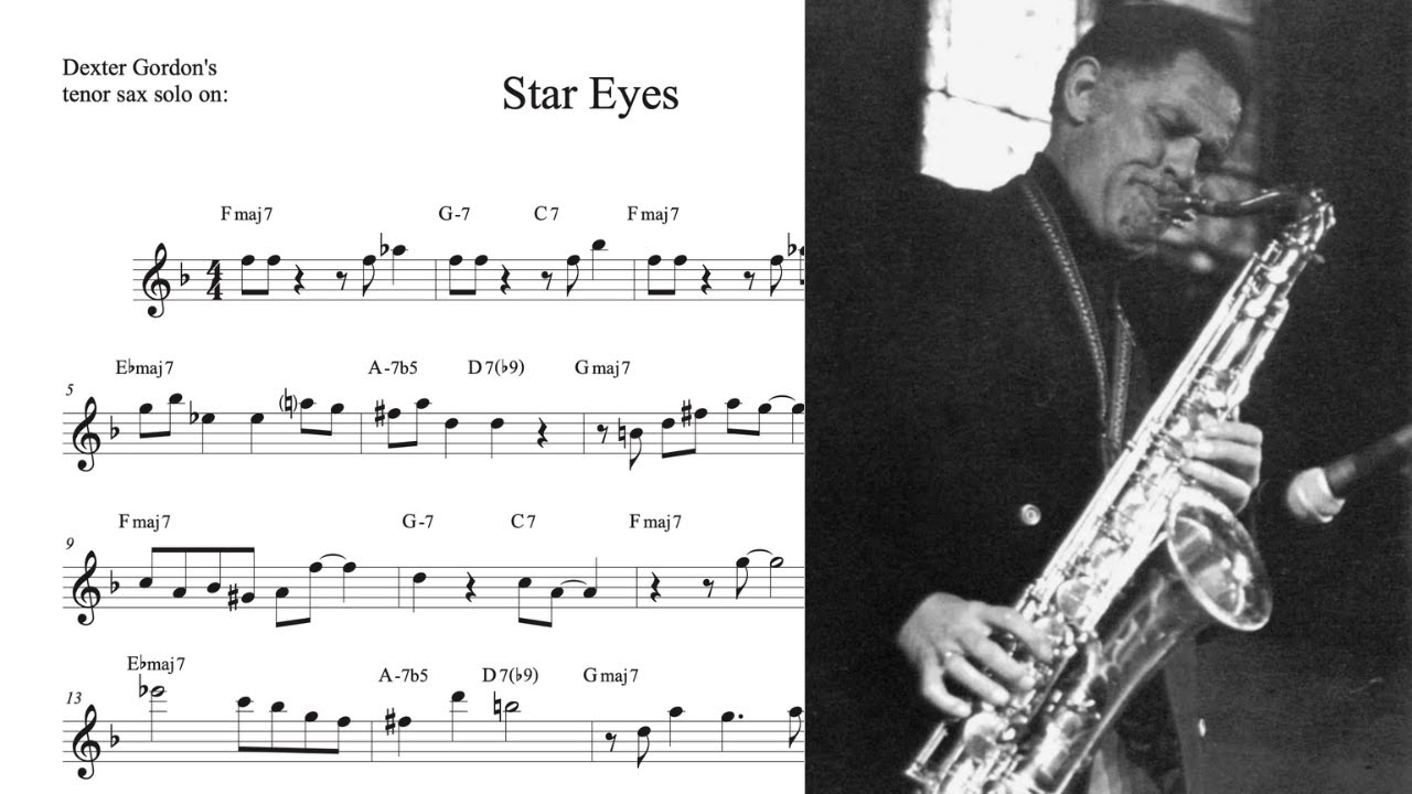 Dexter Gordon's tenor sax solo TRANSCRIPTION on 'Star Eyes' (Bb) - YouTube
