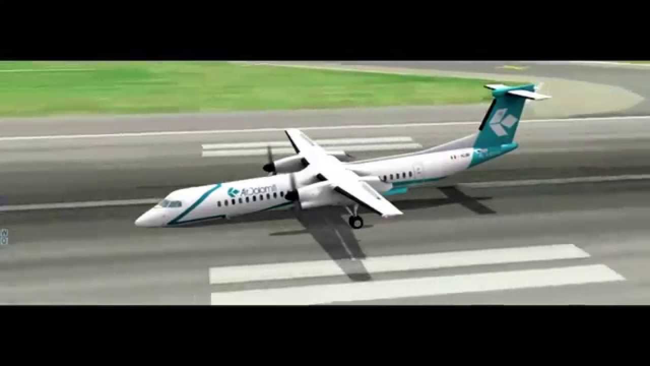Dash Q400 Gear Failure landing LIML - YouTube