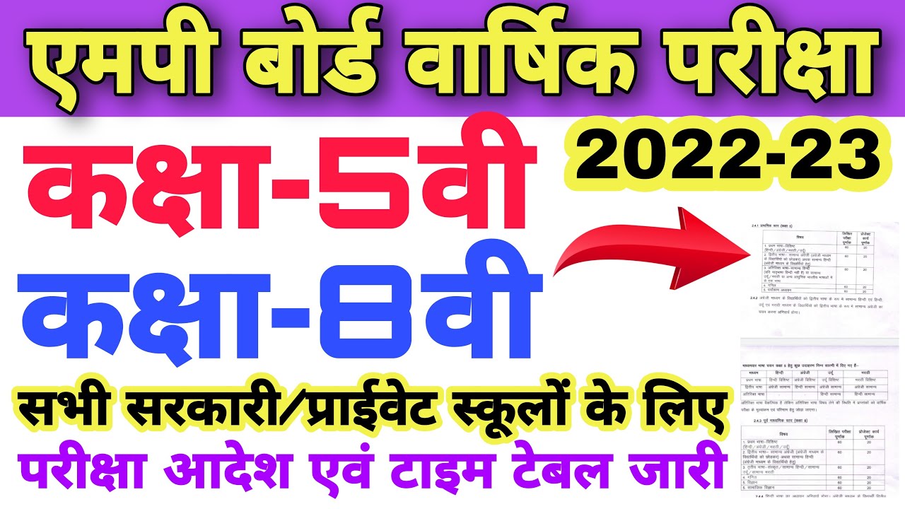 mp board 5th 8th exam 2022-23 | 5वी, 8वी वार्षिक परीक्षा आदेश जारी ...