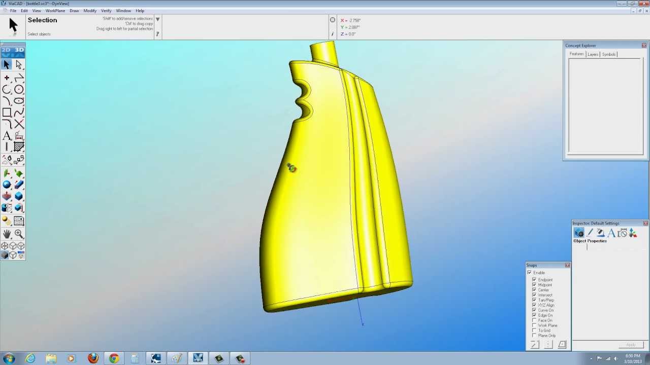 E5 ViaCAD Sweep - Bottle Tutorial - YouTube