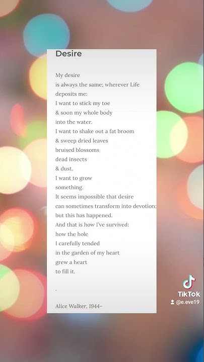 Desire by Alice Walker - YouTube