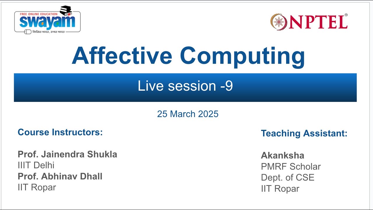 Affective Computing CS04 Live Session 9 - YouTube