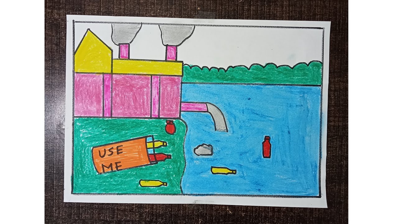 How to draw Water pollution | water scenery | step by step | - YouTube