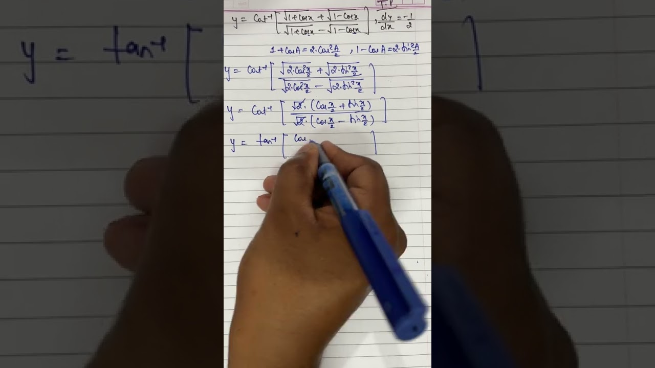 Y cot Inv root 1 cosx root 1 cosx root 1 Cosx root 1 Cosx Dy dx