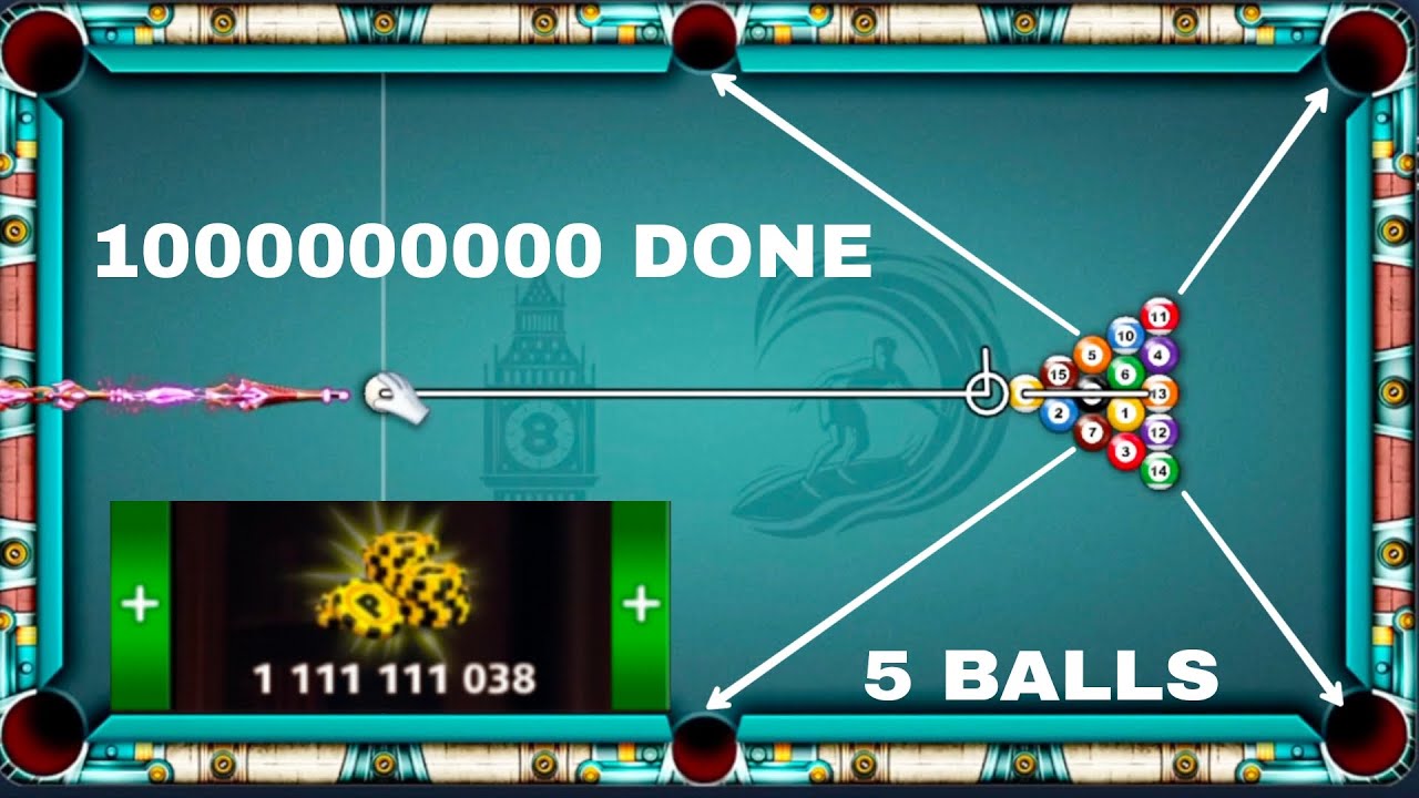 1000000000 Coins - 8 Ball Pool 5 Balls Potted On The Break To Complete ...