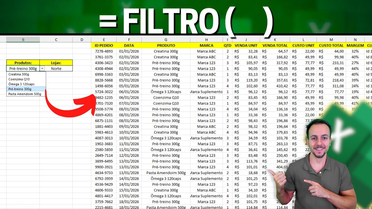 Fórmula FILTRO no Excel é melhor que PROCV 👍 2, 3, 4 critérios e ...