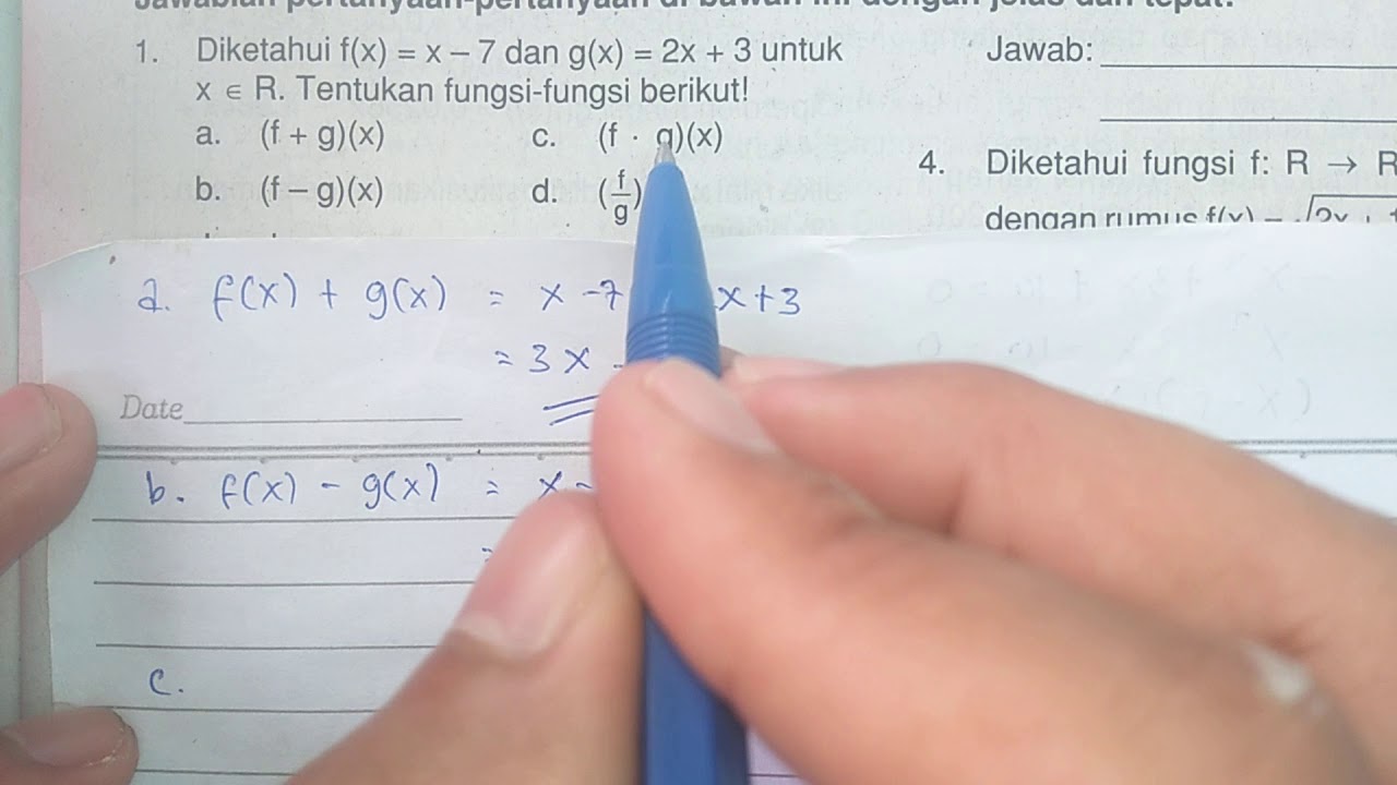 Diketahui F x X 7 Dan G x 2x 3 Untuk X R Tentukan Fungsi