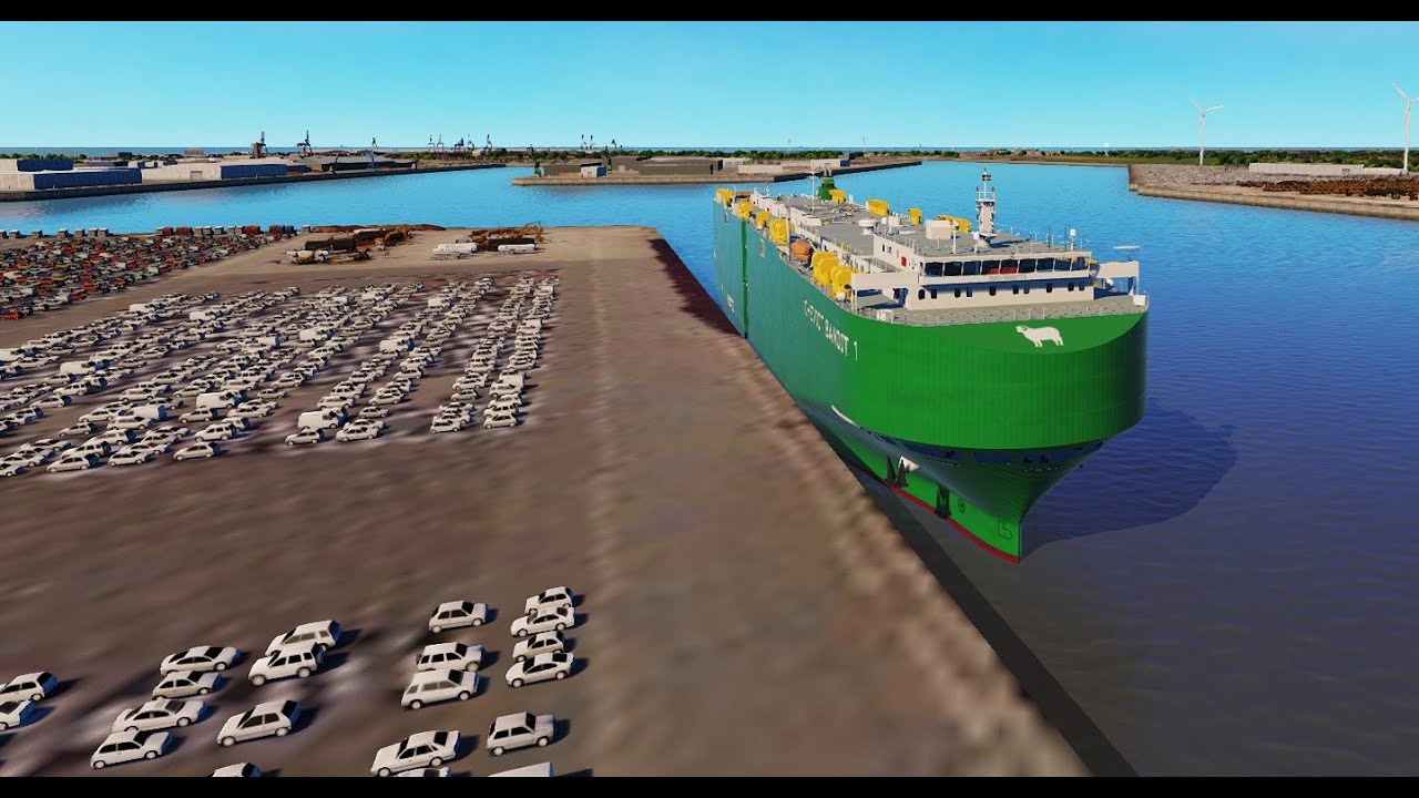Ship Simulator:Car carriers pass through the locks and dock at the ...