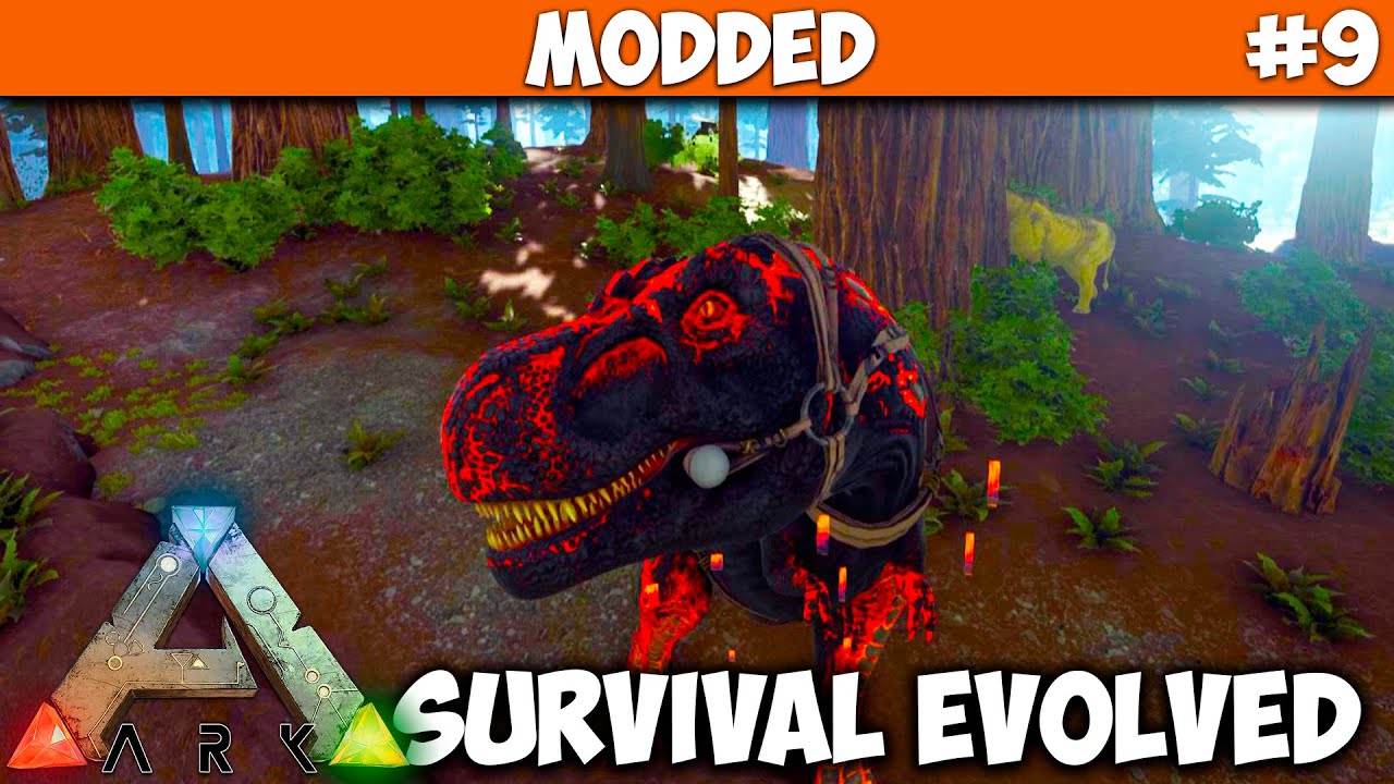 ARK: Survival Evolved MODS #9 | T-REX BADASS DE FUEGO DOMADO! - YouTube