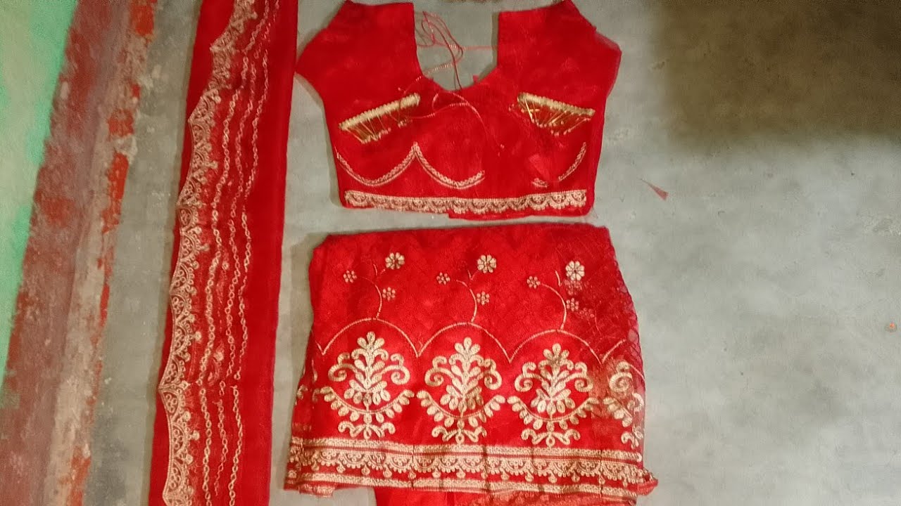 choti bachi ka lehenga capda cating # net ka lehenga blouse# lehenga ...