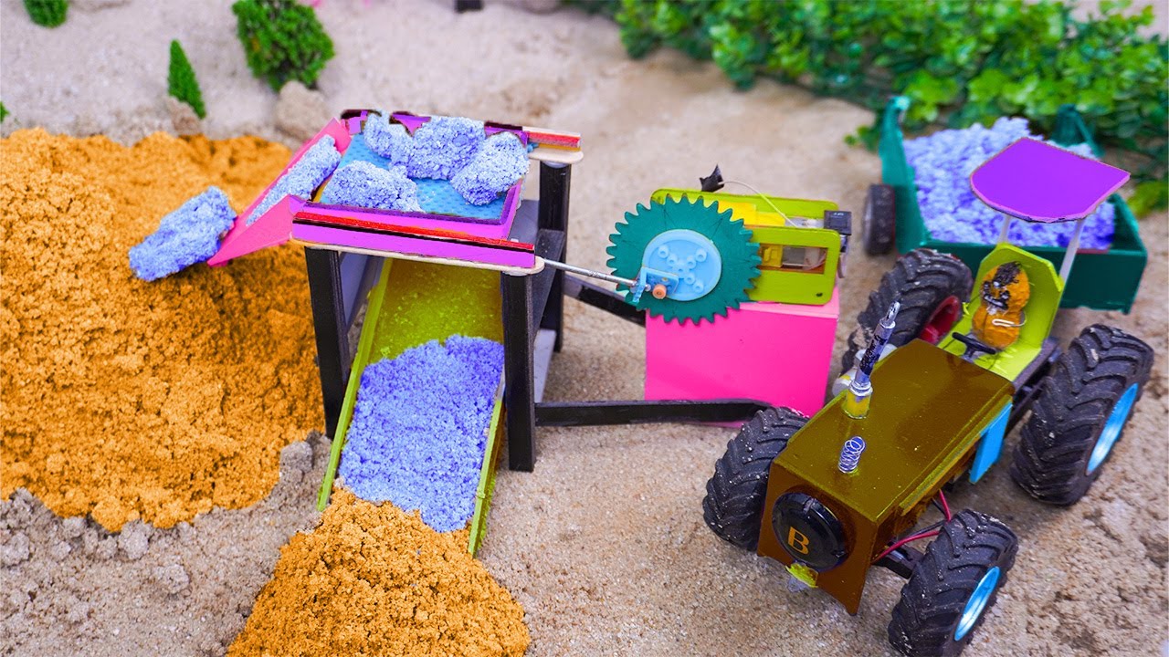Diy tractor mini Bulldozer to making concrete road science project ...