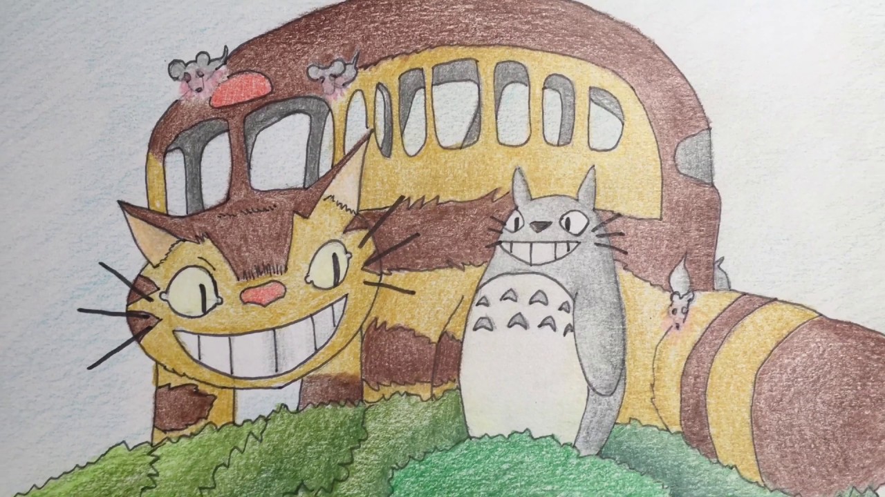 Colored pencil painting - Neko bus (My Neighbor Totoro) - YouTube