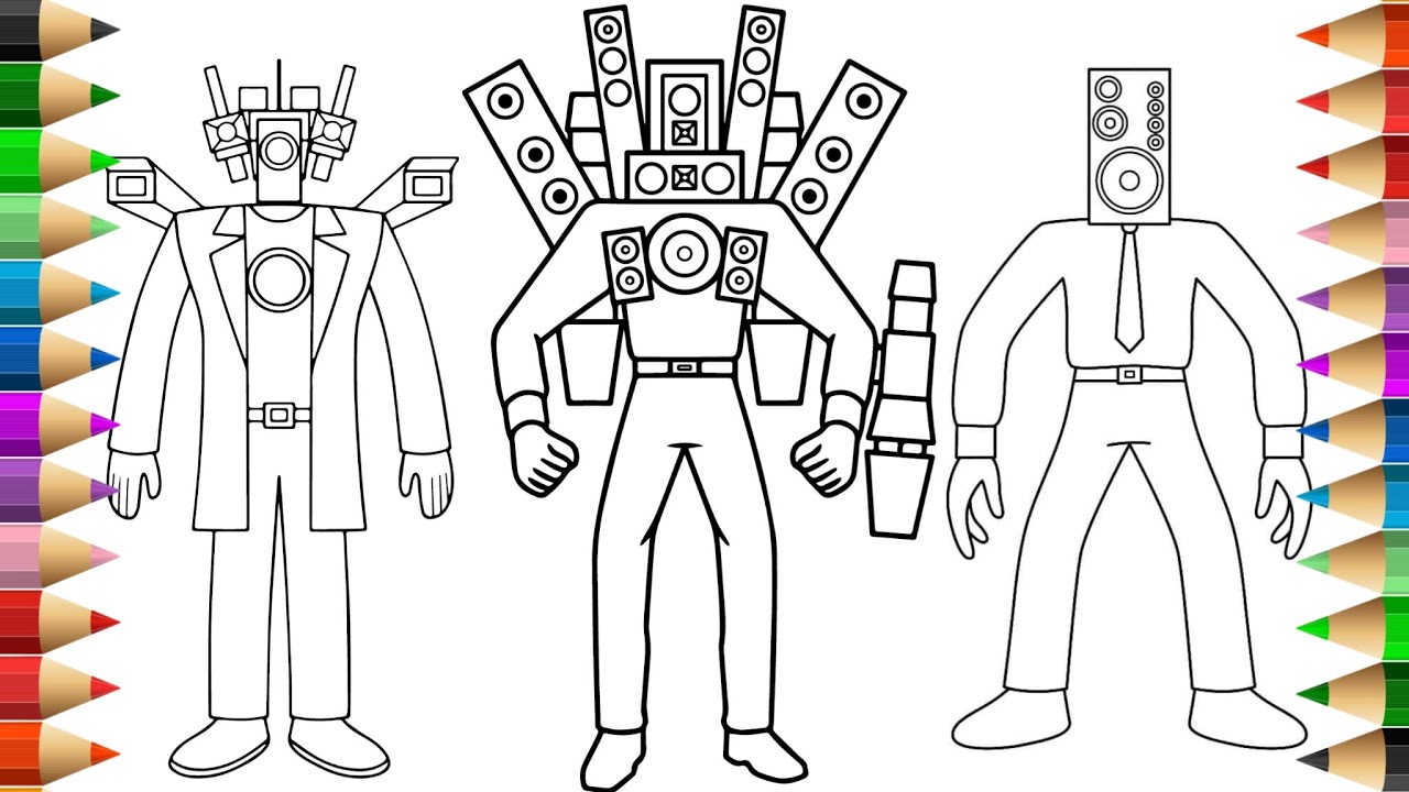 Team Skibidi toilet Three men camera man and speaker men colouring // # ...