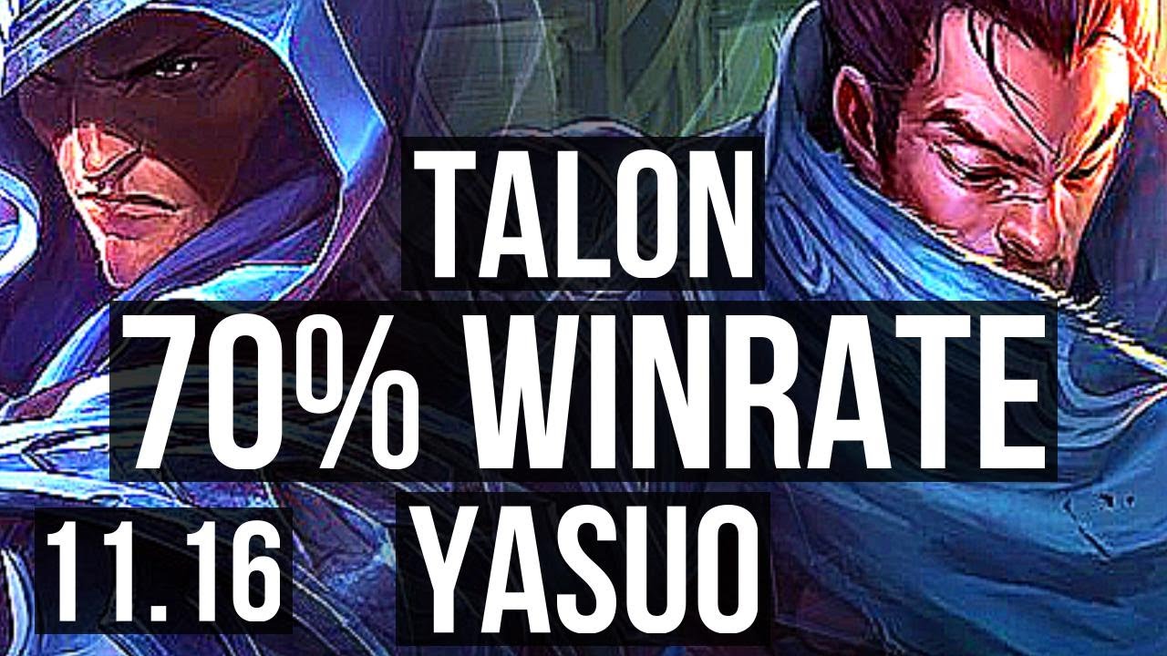 TALON vs YASUO (MID) | 12/0/5, 70% winrate, 6 solo kills, Legendary ...