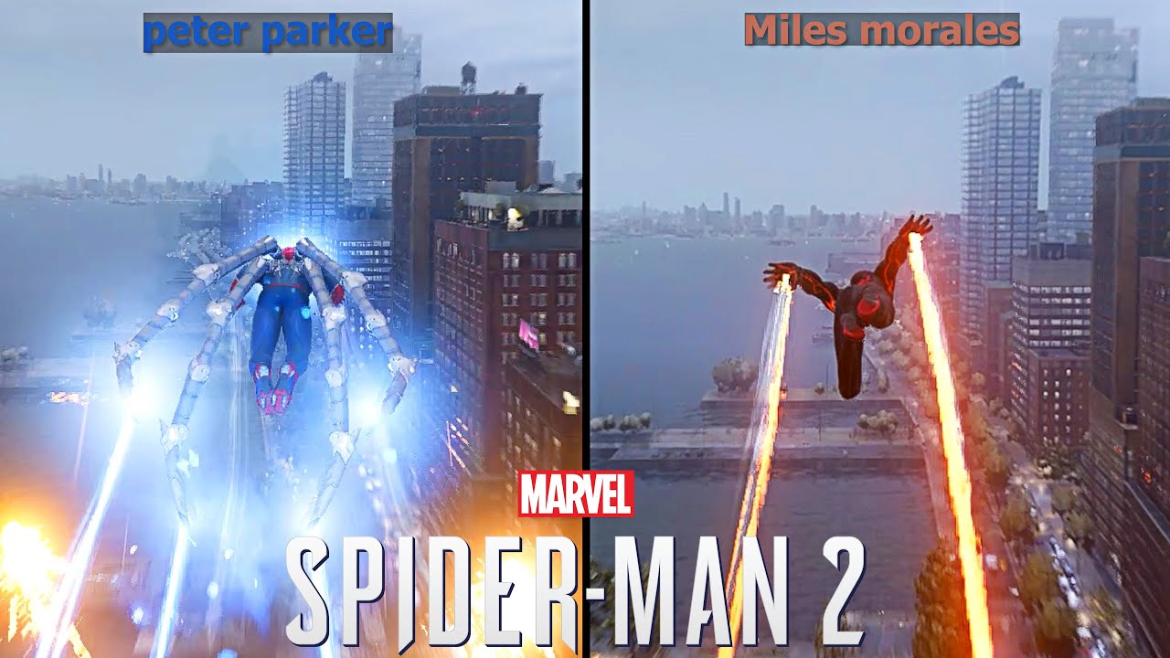 Peter Parker Vs Miles Morales | Marvel Spider Man 2 | Comparison - YouTube