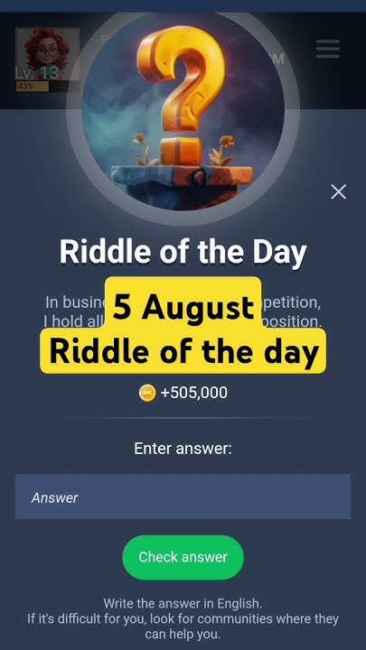 5 August riddle of the day Musk Empire|Musk Empire Riddle of tha Day# ...