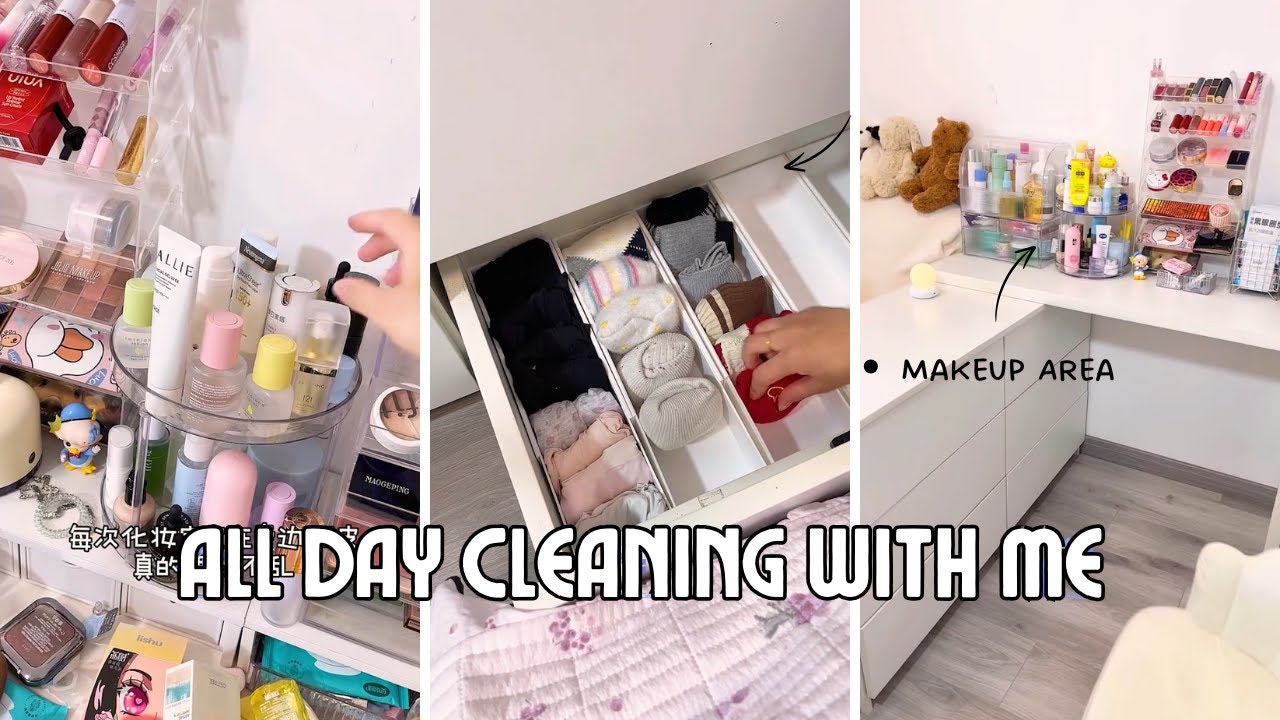 ALL DAY CLEANING WITH ME, Clean Bedroom and Prepare Skin Care - YouTube