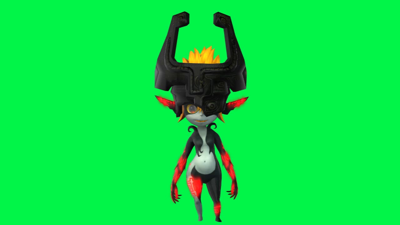 Midna Imp Form red zelda idle animated front chroma - YouTube