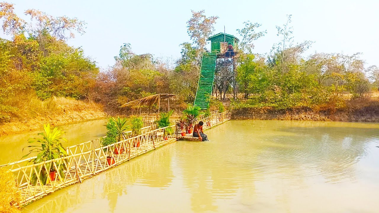 Building Top Luxury Bridge to House By using Bamboo . - YouTube