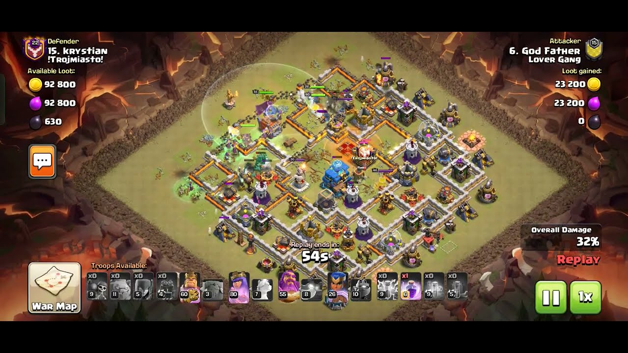 Town Hall Ground Atttack Golem Witch Th14 Army Attack Strategy