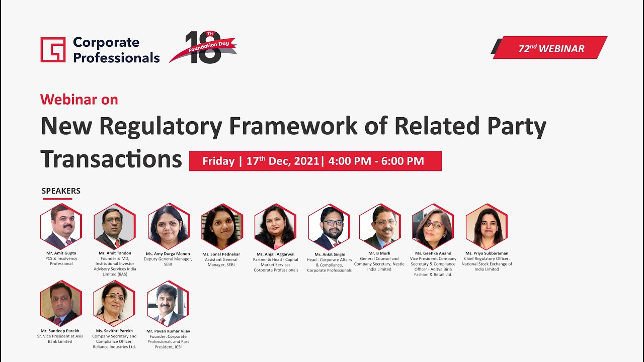 Webinar on “New Regulatory Framework of Related Party Transactions ...