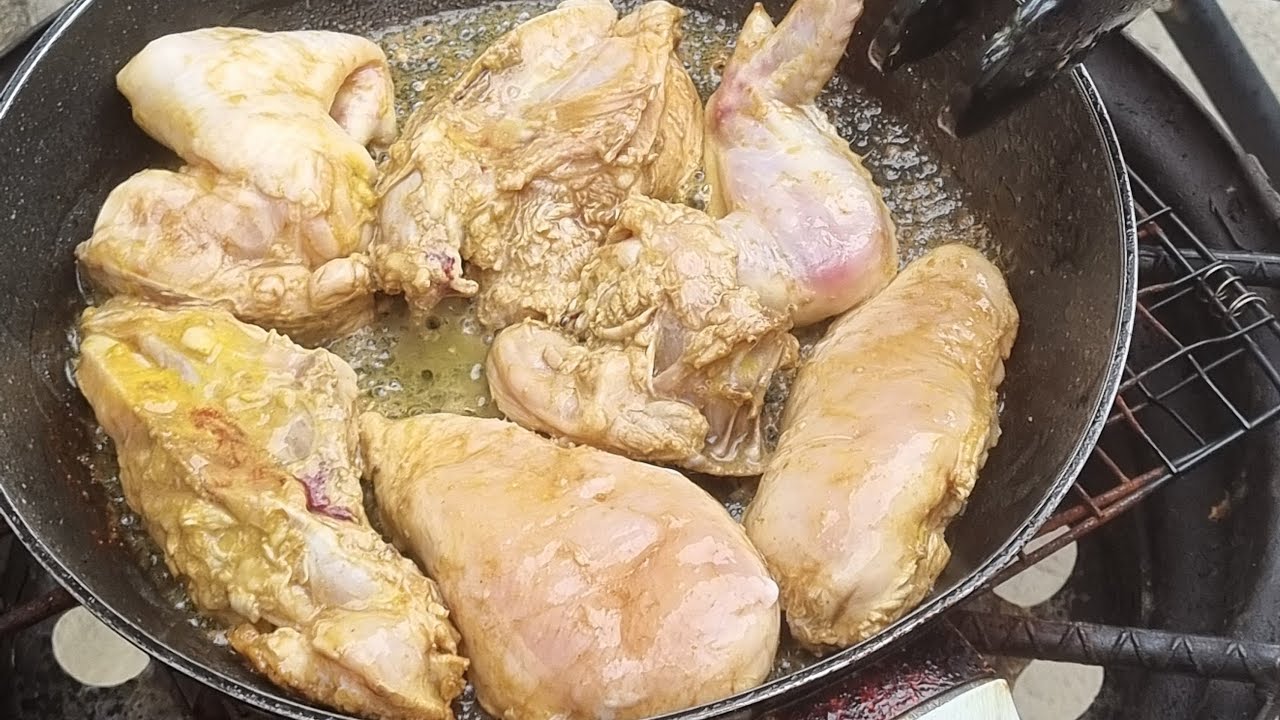 Delicioso Pollo Frito. Con Cebollas. - YouTube