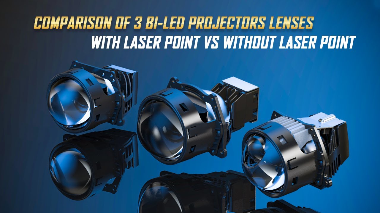 Comparison of 3 Bi-LED projectors lenses: with Laser point VS without ...
