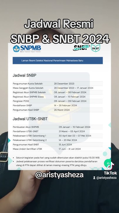 JADWAL SNBP & SNBT 2024 sudah keluar!! catat tanggalnya jangan sampe lupa. - YouTube