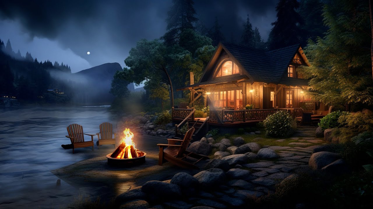 Soothing Fireside Sounds and Water Waves Helps You Sleep Well - YouTube