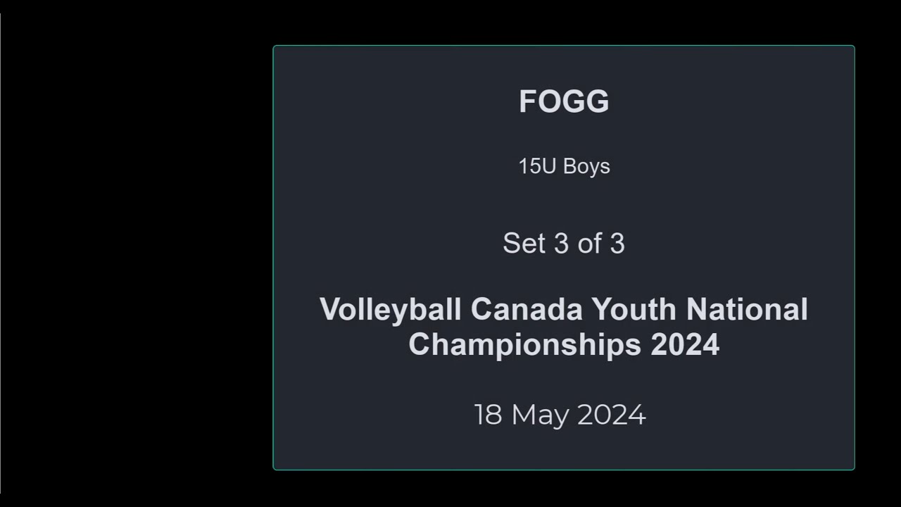 FOGG Set 3 Volleyball Canada Youth National Championships 2024 - YouTube