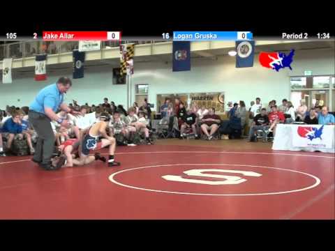 2012 Schoolboy Nat. Duals 105: Jake Allar vs. Logan Gruska - YouTube