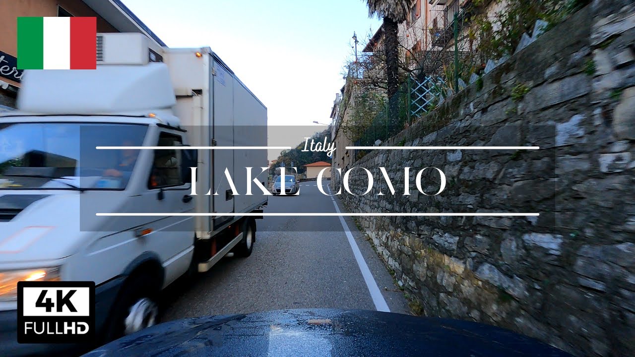 Drive on Narrow Road along Lake Como - YouTube