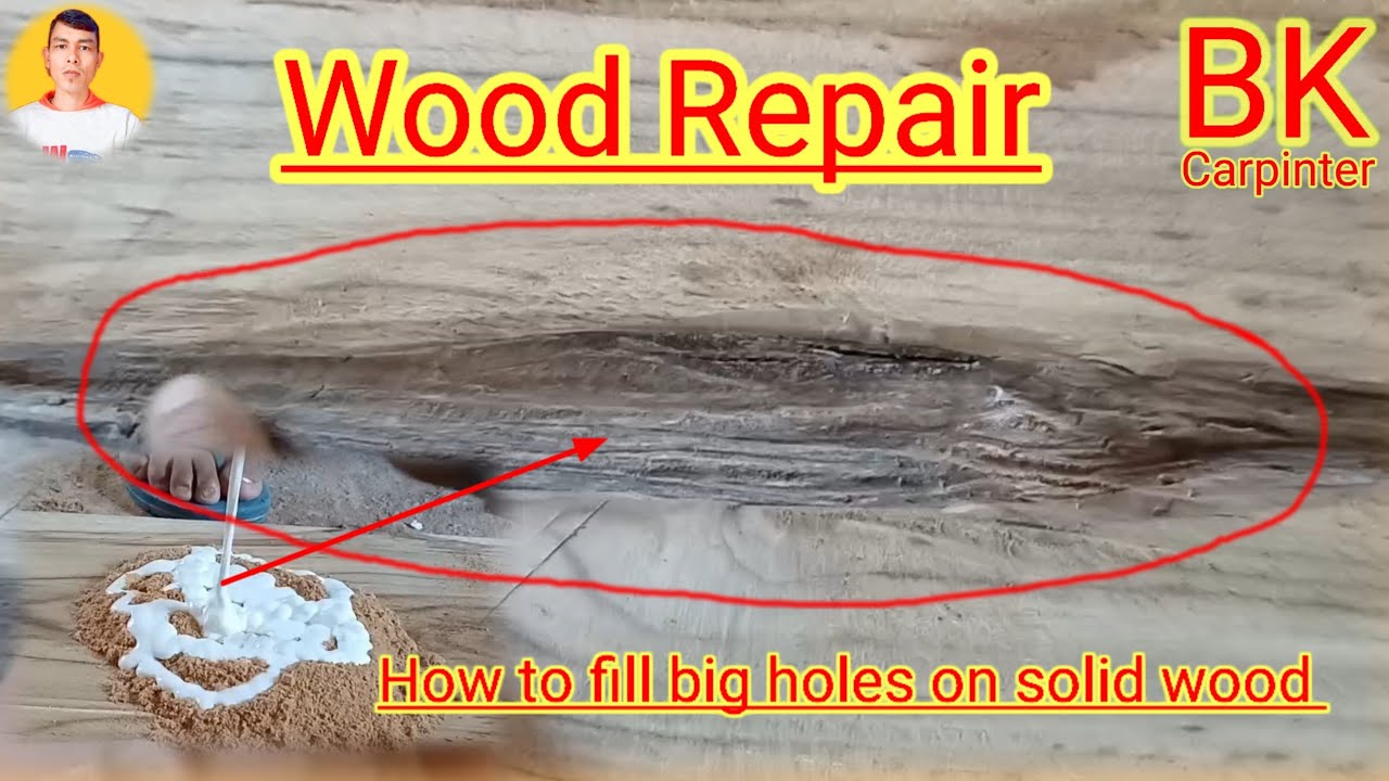 How to repair a hole from wood rot//how to fill big hole on solid wood ...