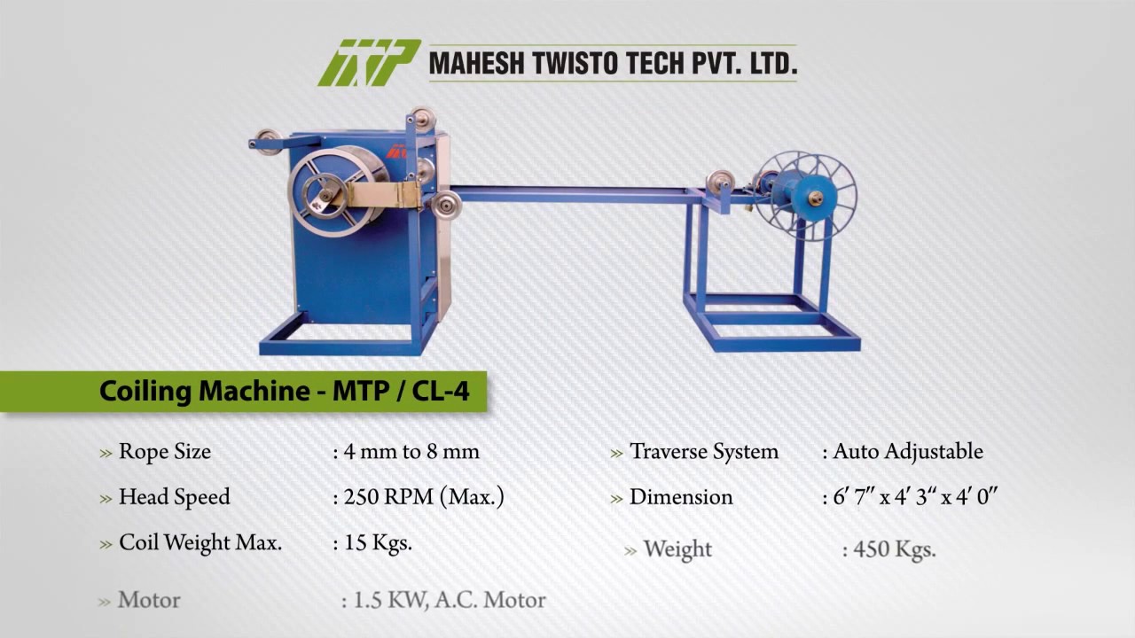 ROPE COILING MACHINE MTP/CL-4 - YouTube
