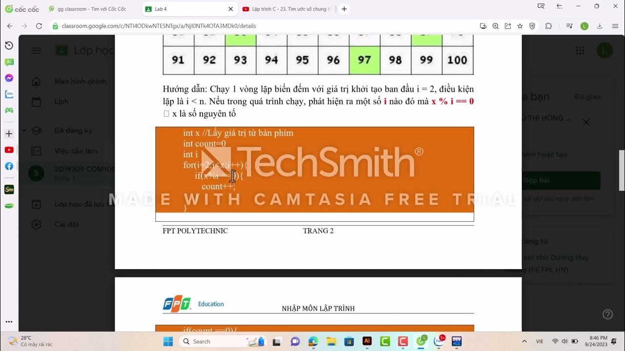 Com108-Nhập môn lập trình lab4-bài2 - YouTube
