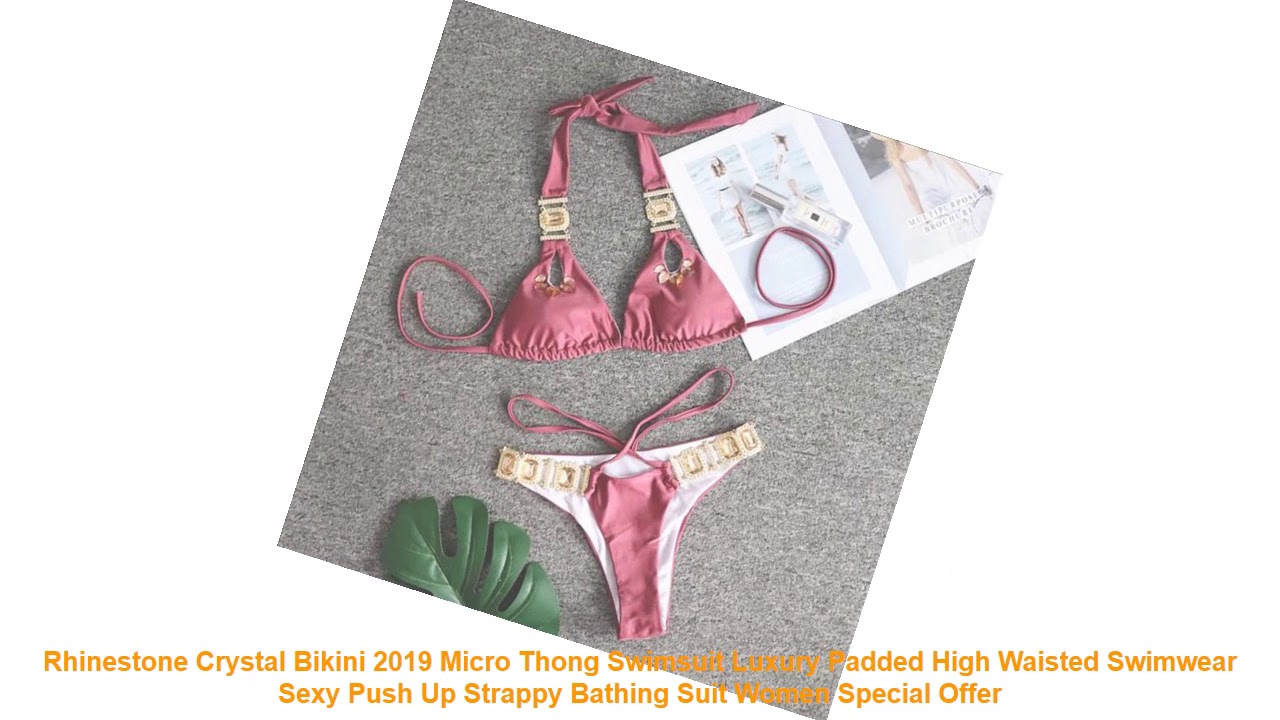 Rhinestone Crystal Bikini 2019 Micro Thong Swimsuit Luxury Padded High ...