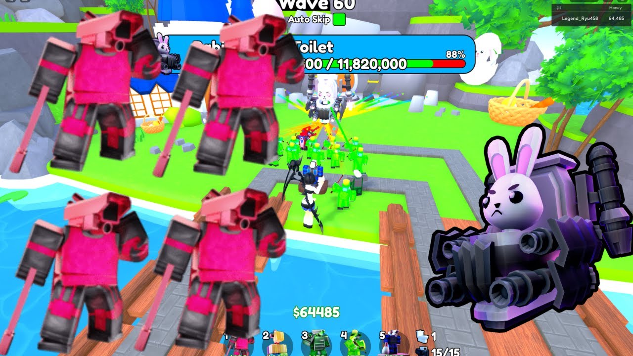 Ohio Cameraman ตีบอสกระต่าย win 19นาที Roblox Toilet Tower Defense ...