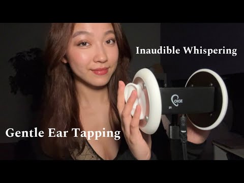 ASMR 3Dio Ear Tapping/Rubbing + Inaudible Whispering 👄 Soothing Sounds ...