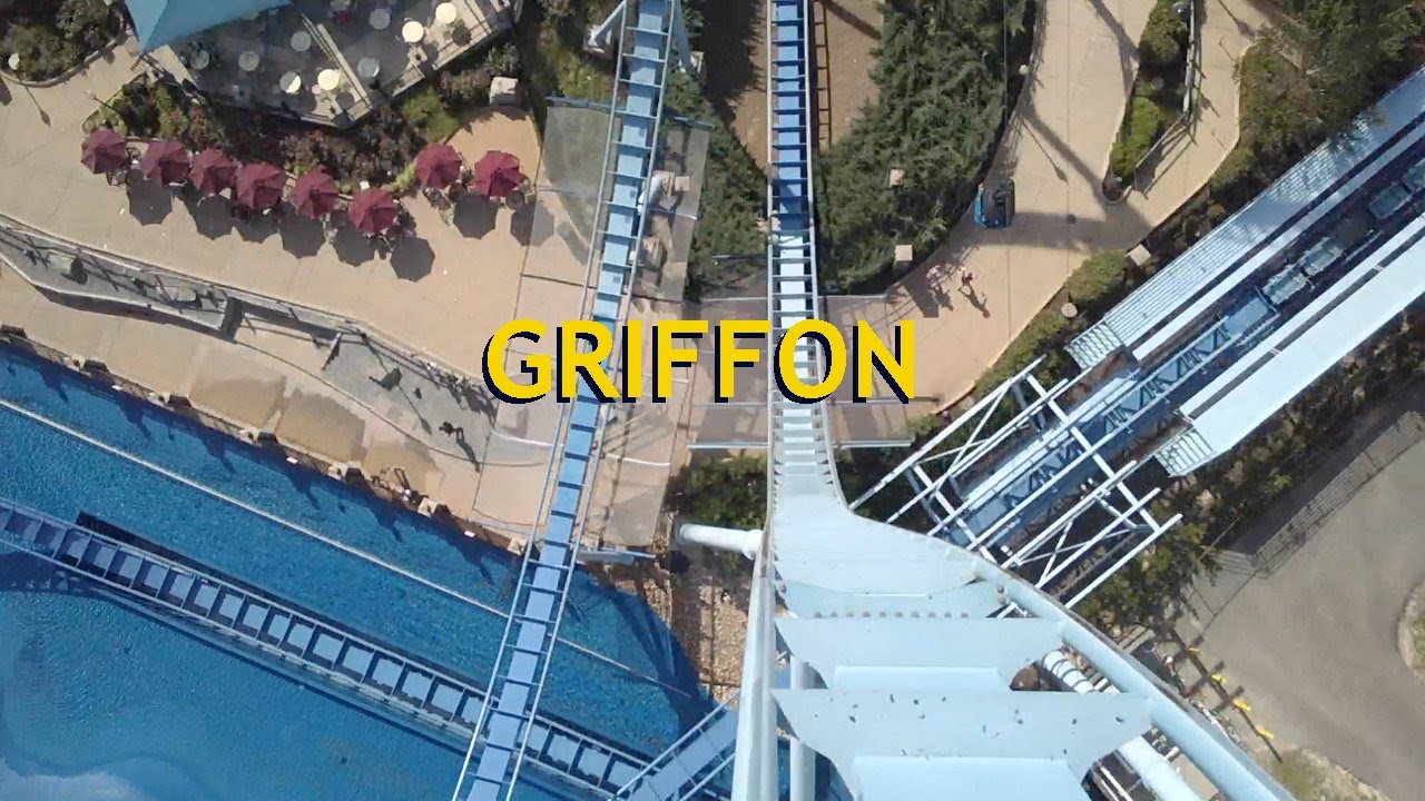 Griffon dive coaster POV 60FPS HD Busch Gardens Williamsburg Front Seat ...