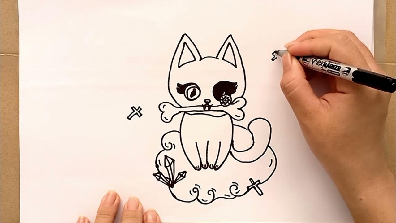Cute ghost dog doodle drawing - YouTube